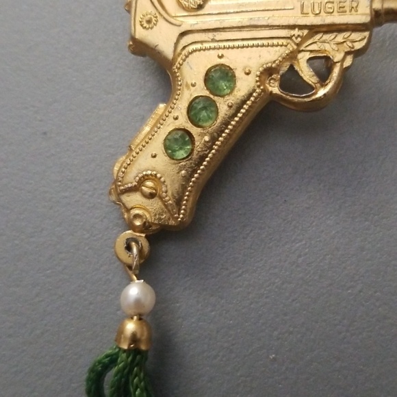 Antique | Jewelry | Antique Rare Goldtone Peridot Pearl Luger Gun Pin ...